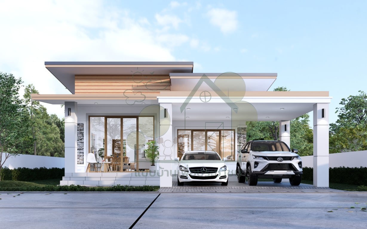 แบบบ้านสำเร็จรูป A034 แบบบ้านสไตล์โมเดิร์น 2 ห้องนอน 1 ห้องน้ำ