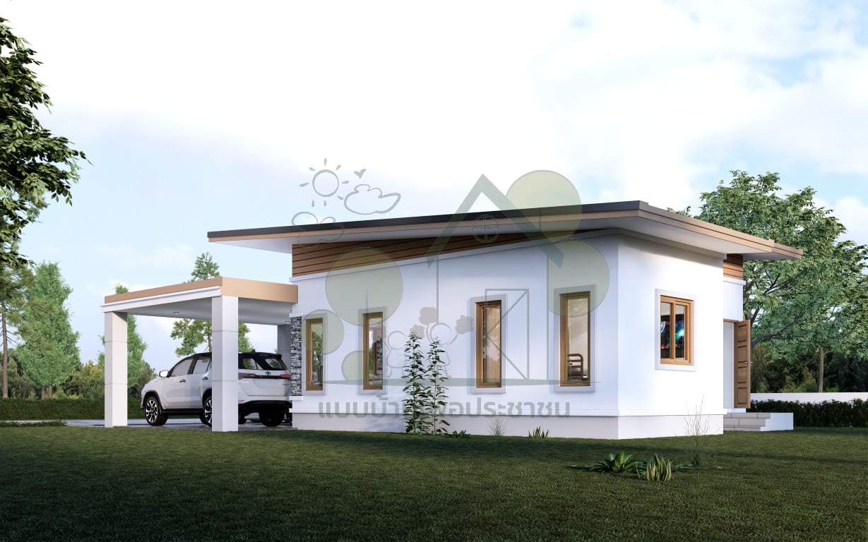 แบบบ้านสำเร็จรูป A034 แบบบ้านสไตล์โมเดิร์น 2 ห้องนอน 1 ห้องน้ำ