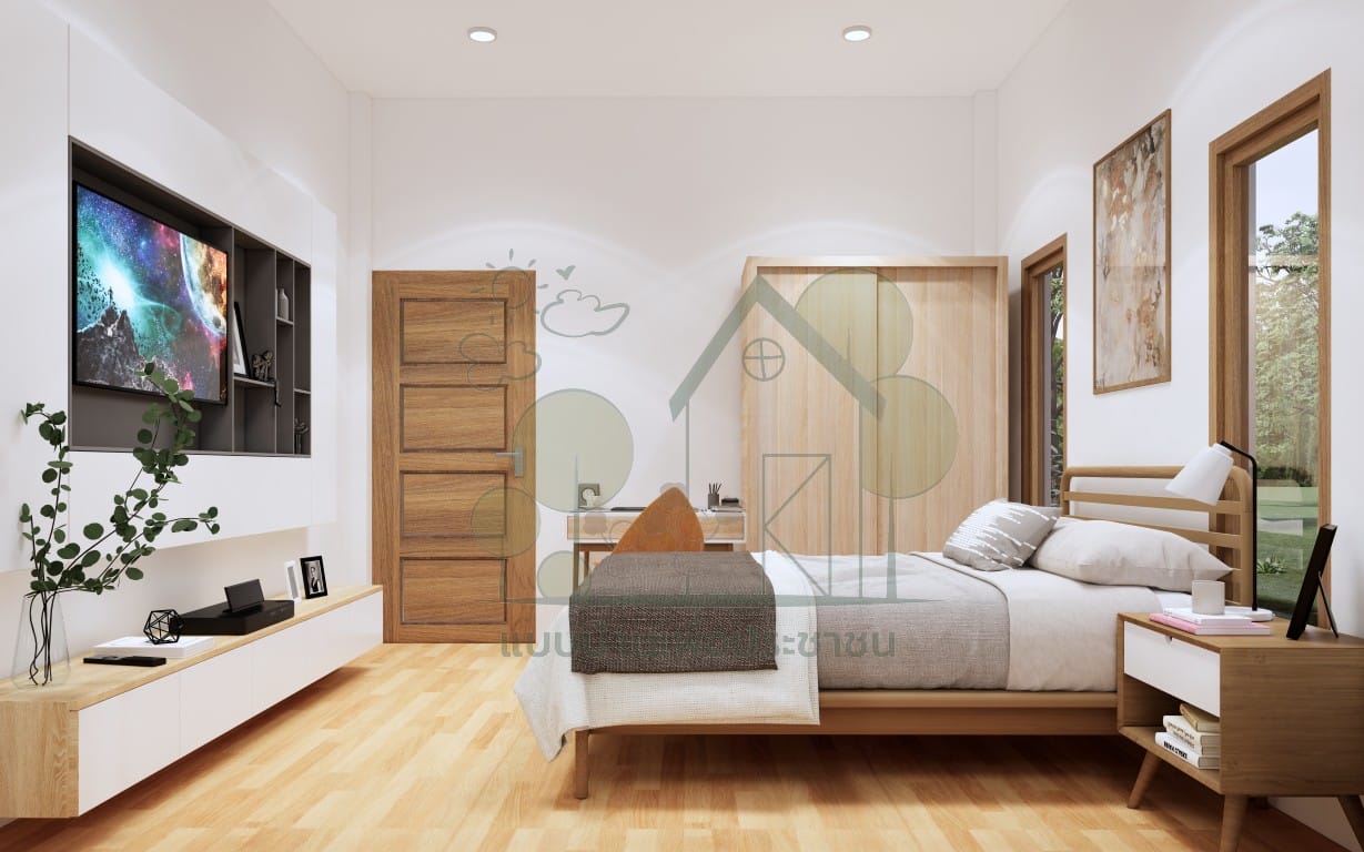 แบบบ้านสำเร็จรูป A034 แบบบ้านสไตล์โมเดิร์น 2 ห้องนอน 1 ห้องน้ำ