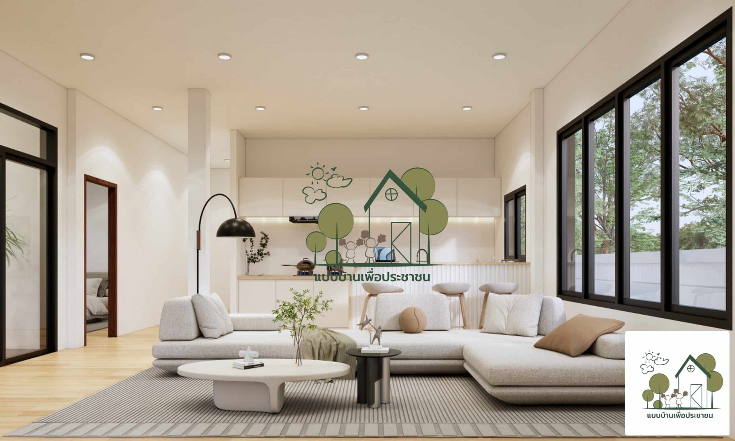 แปลนบ้านสำเร็จรูป A013 บ้าสไตล์โมเดิร์น 3 ห้องนอน 2 ห้องน้ำ